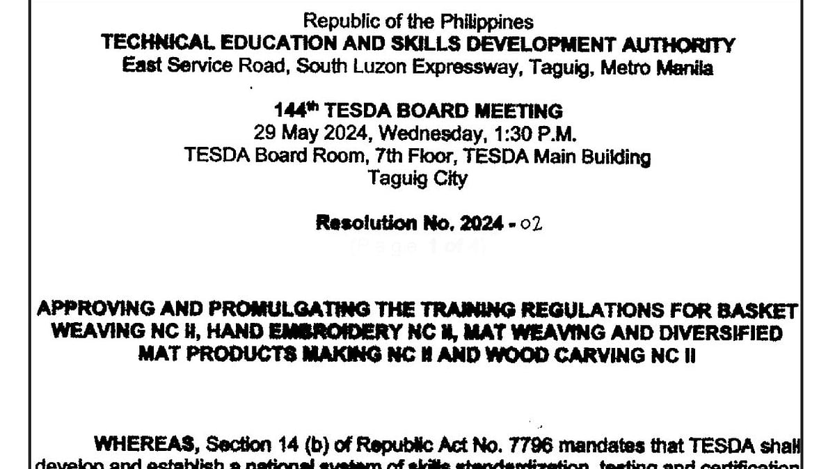 TESDA Resolution No. 2024-02