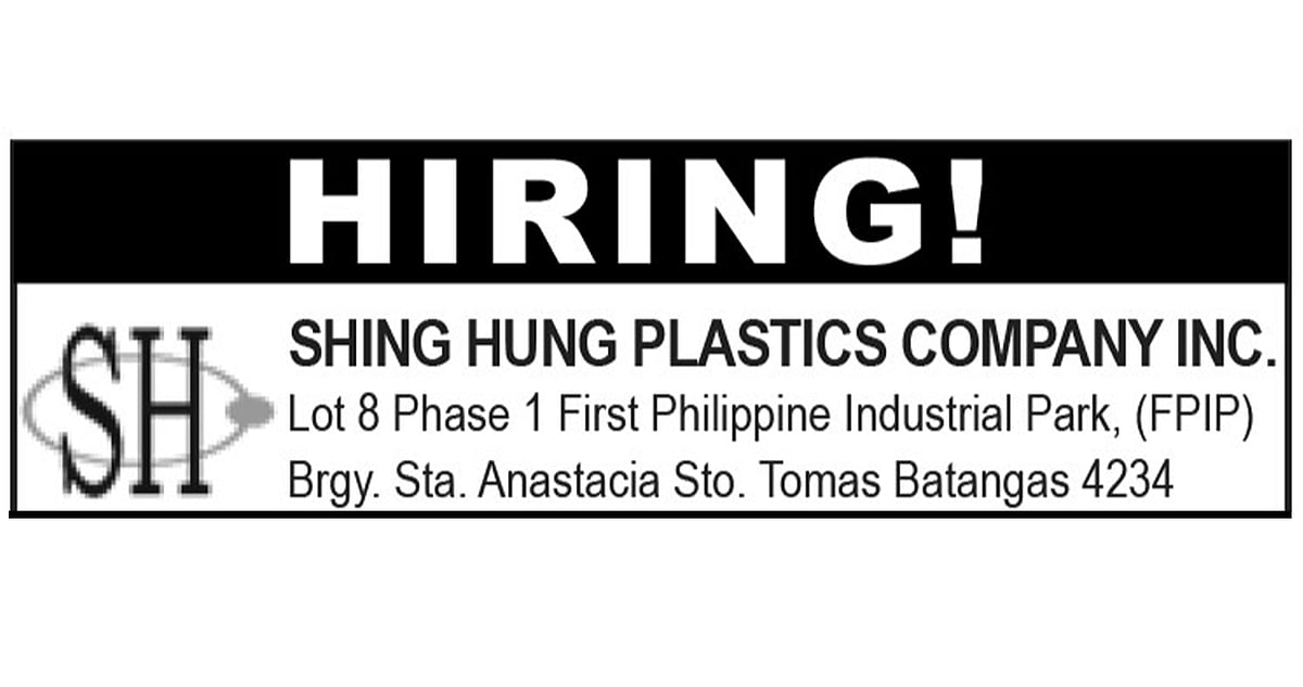 SHING HUNG PLASTIC COMPANY INC. - PLANT MANAGER HIRING