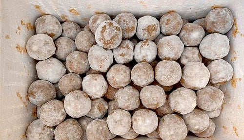 Throwing bokashi balls