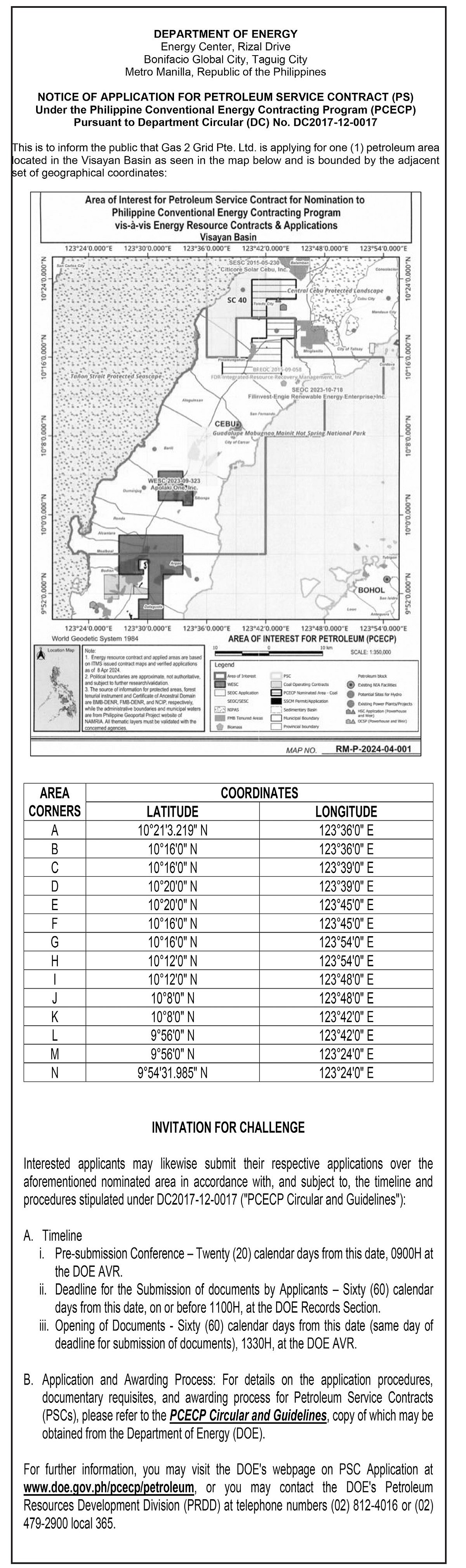 Department of Energy - Notice of Application for Petroleum Service Contract