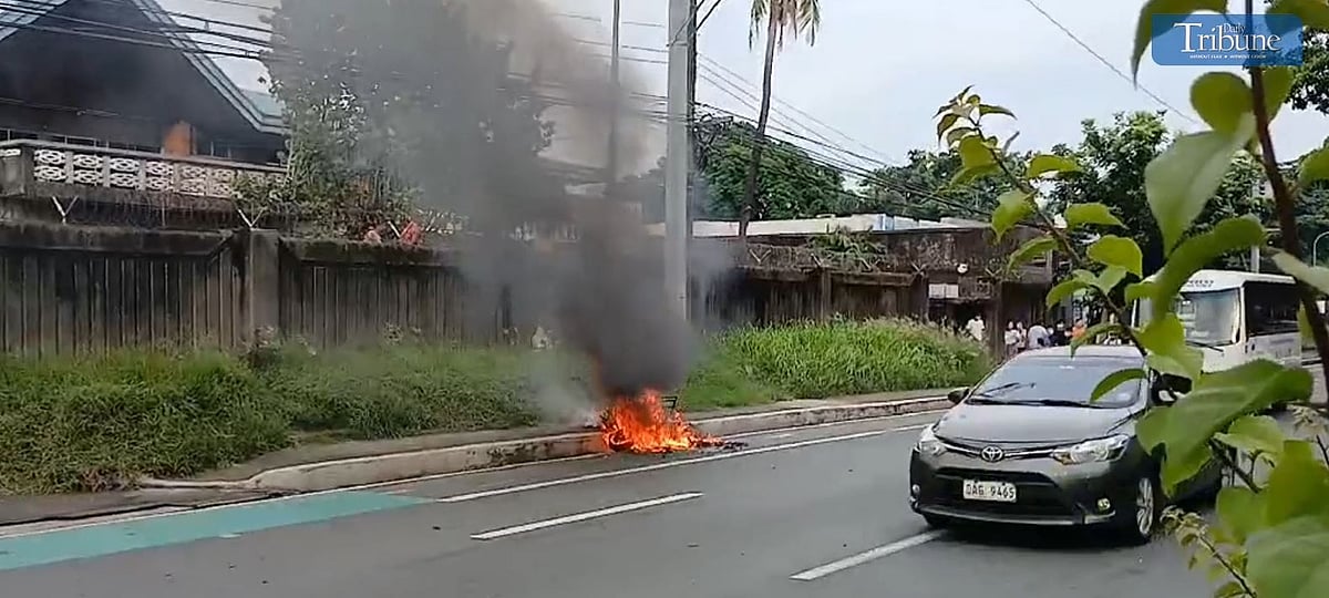 Motorcycle on fire