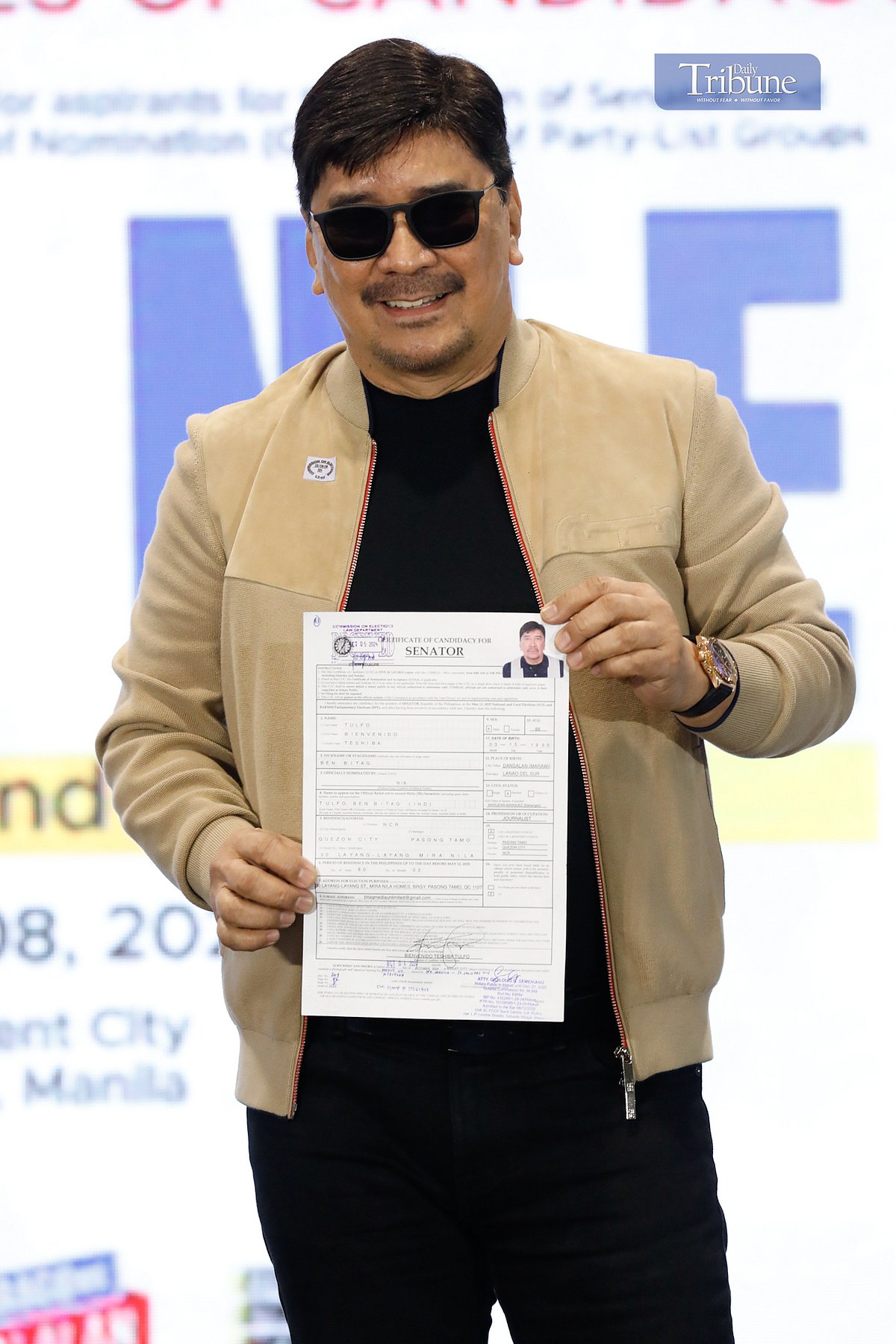 Ben Tulfo Files Certificate of Candidacy for 2024 Elections