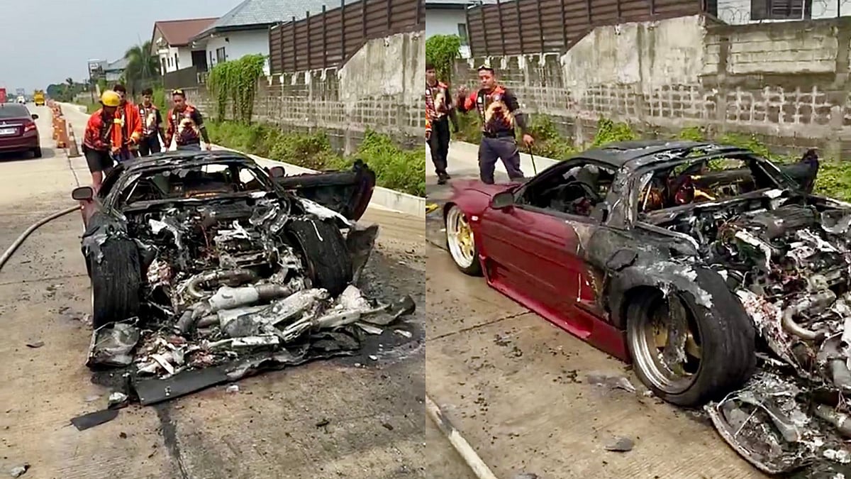 Angie Mead King’s Acura NSX catches fire along SLEX