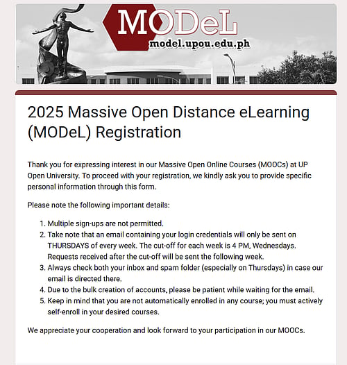 UP Open University offering 44 self-paced online course for free