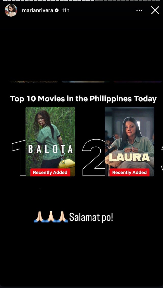Award-Winning 'Balota' Starring Marian Rivera Debuts at #1 on Netflix PH