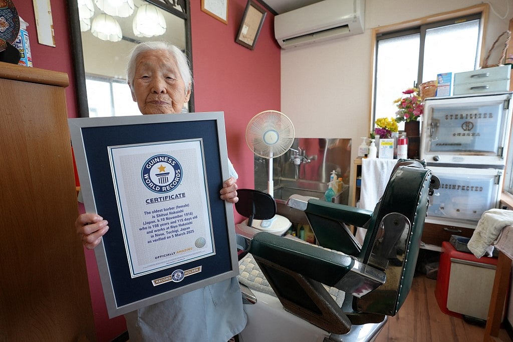 108-Year-Old Japanese Woman Recognized as World's Oldest Barber