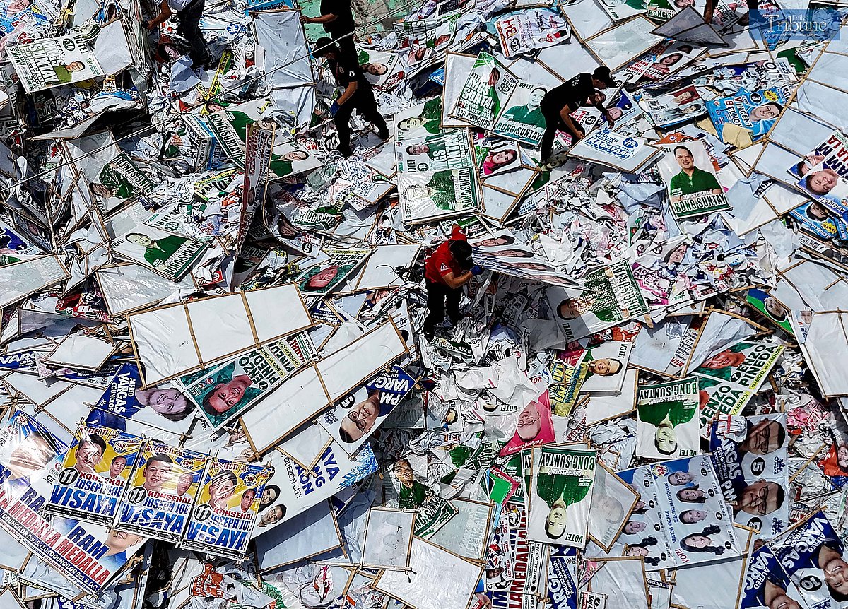 Election tarps unloaded for upcycling