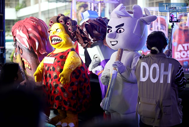 Mascot dressed as a cancer