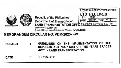 LTO Memorandum Circular No. VDN-2025-4556