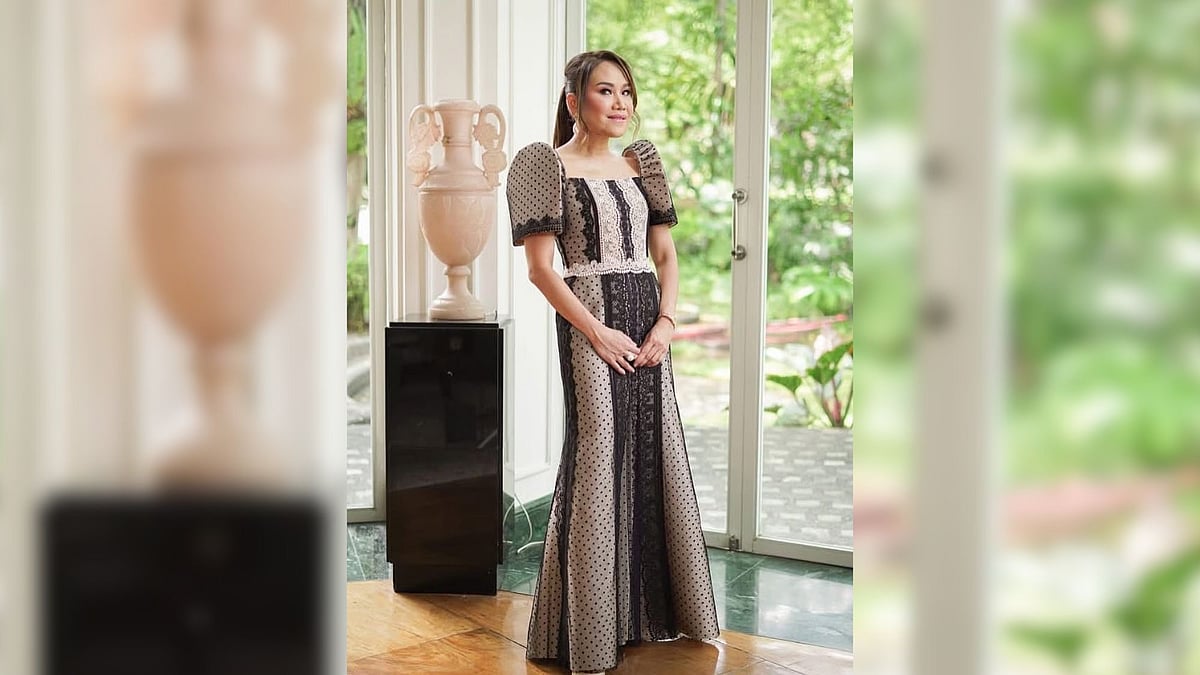 Aivee Aguilar stuns in classic Paul Cabral Filipiniana at SONA 2025