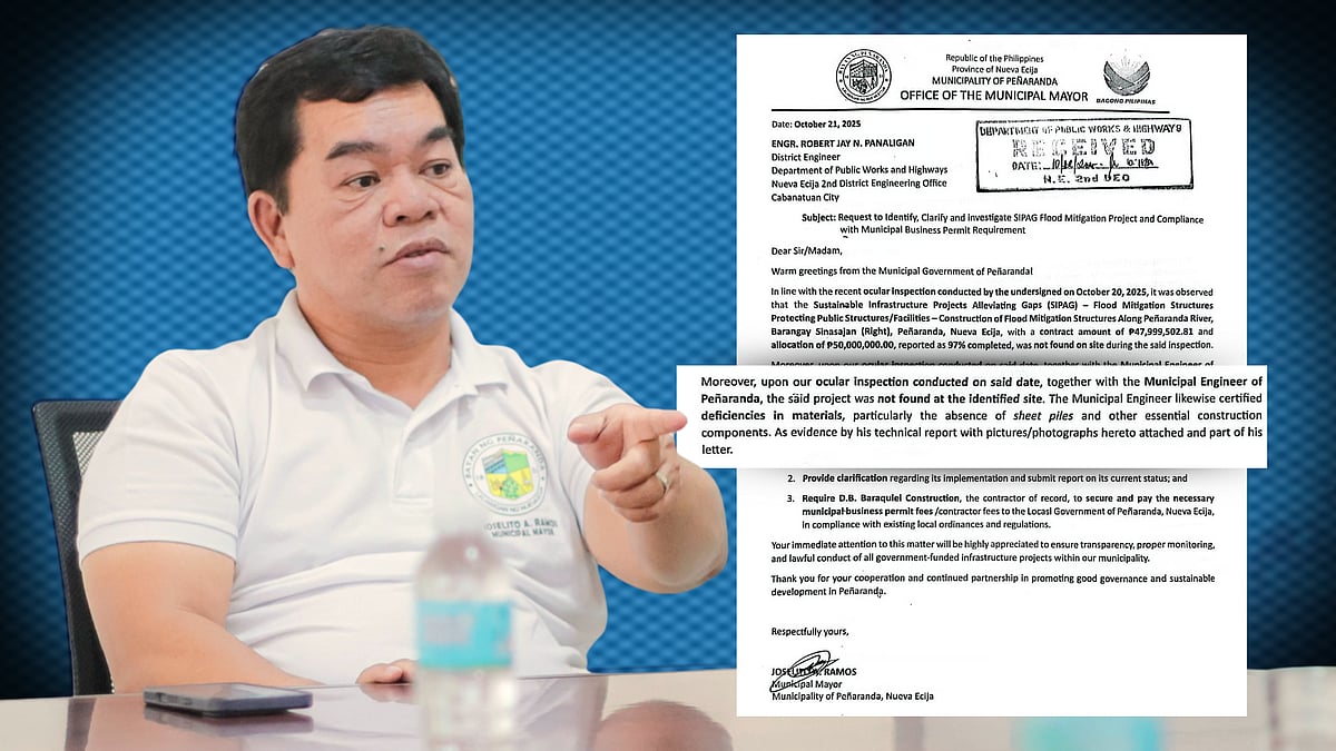 Mayor questions DPWH’s report on P50M Peñaranda flood control project