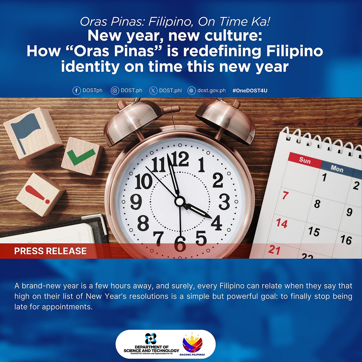 DoST launches Oras Pinas campaign for time consciousness
