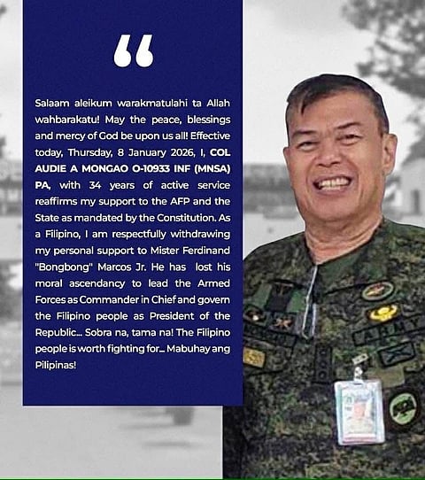 Palace assures due process for Mongao after withdrawal of support