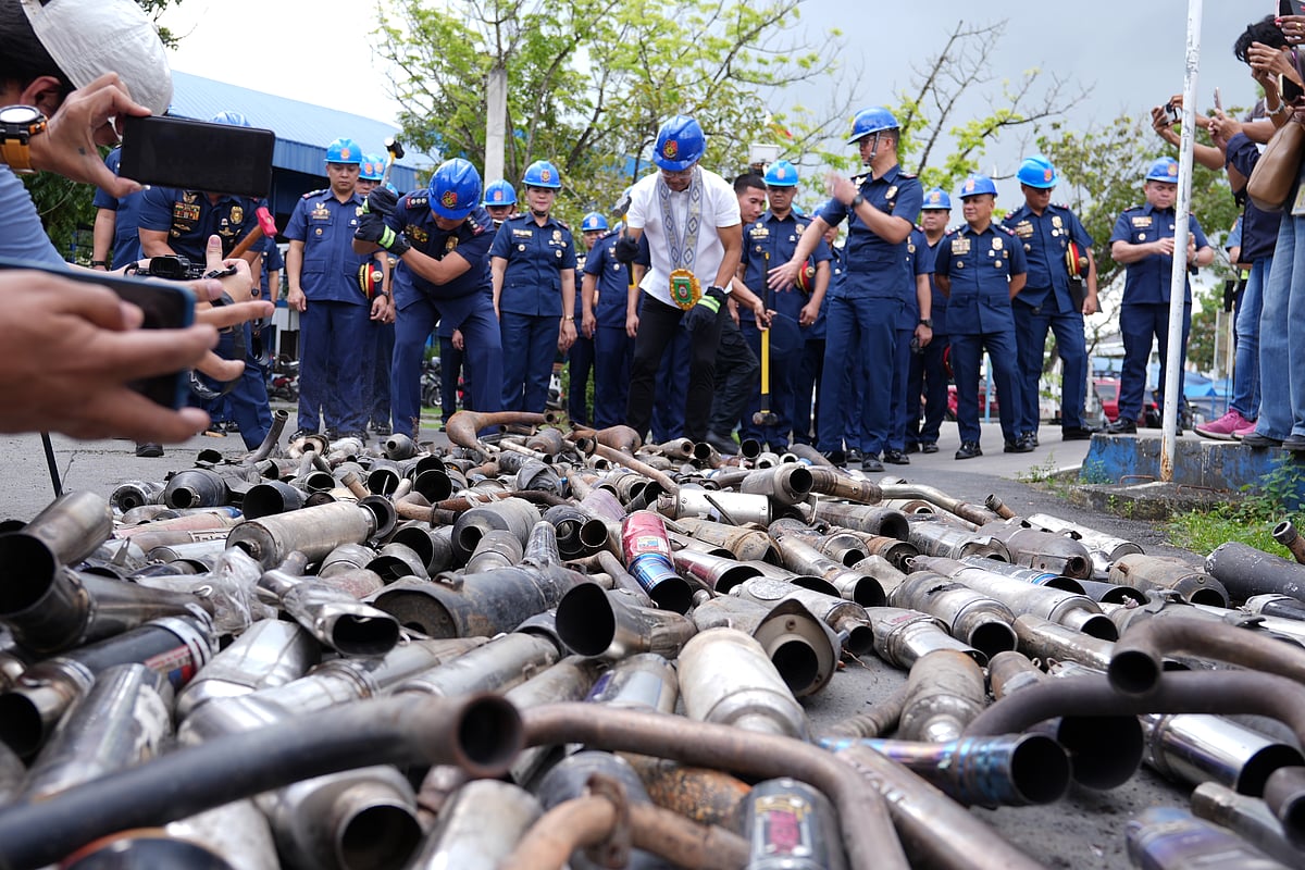 Bulacan police destroy 1,654 illegal mufflers to curb noise