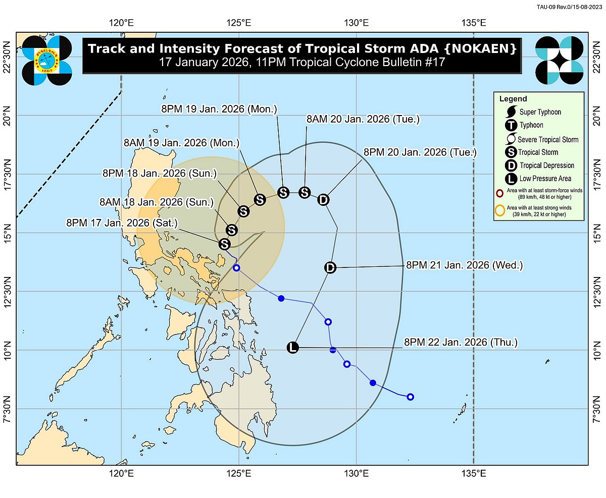 'Ada' holds strength east Luzon, wind signals raised
