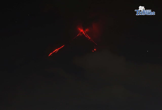 Glowing Mayon Volcano