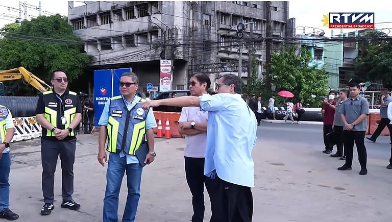 Marcos Inspects G. Araneta Drainage Project in QC