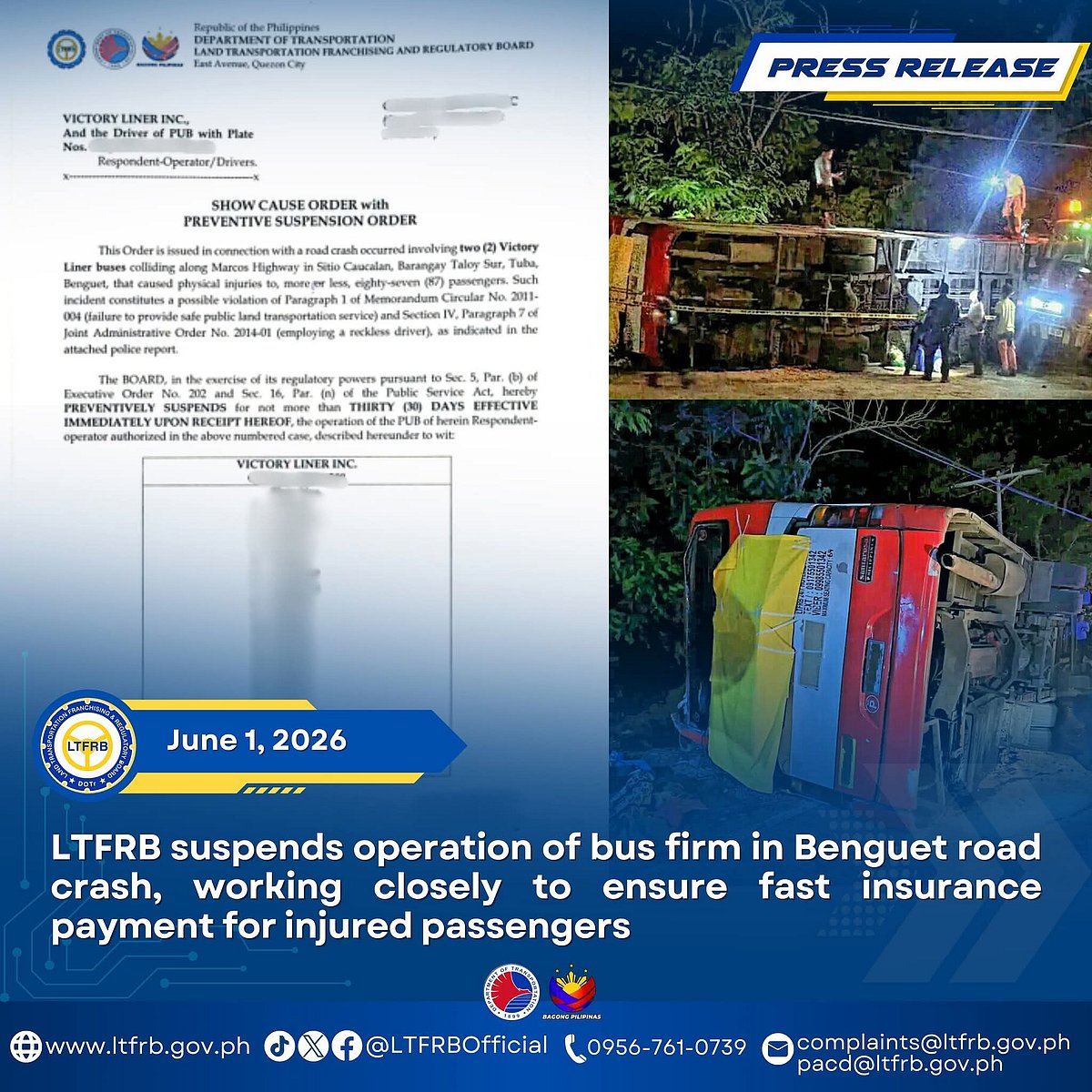 LTFRB Suspends Victory Liner Operations After Benguet Bus Crash That ...