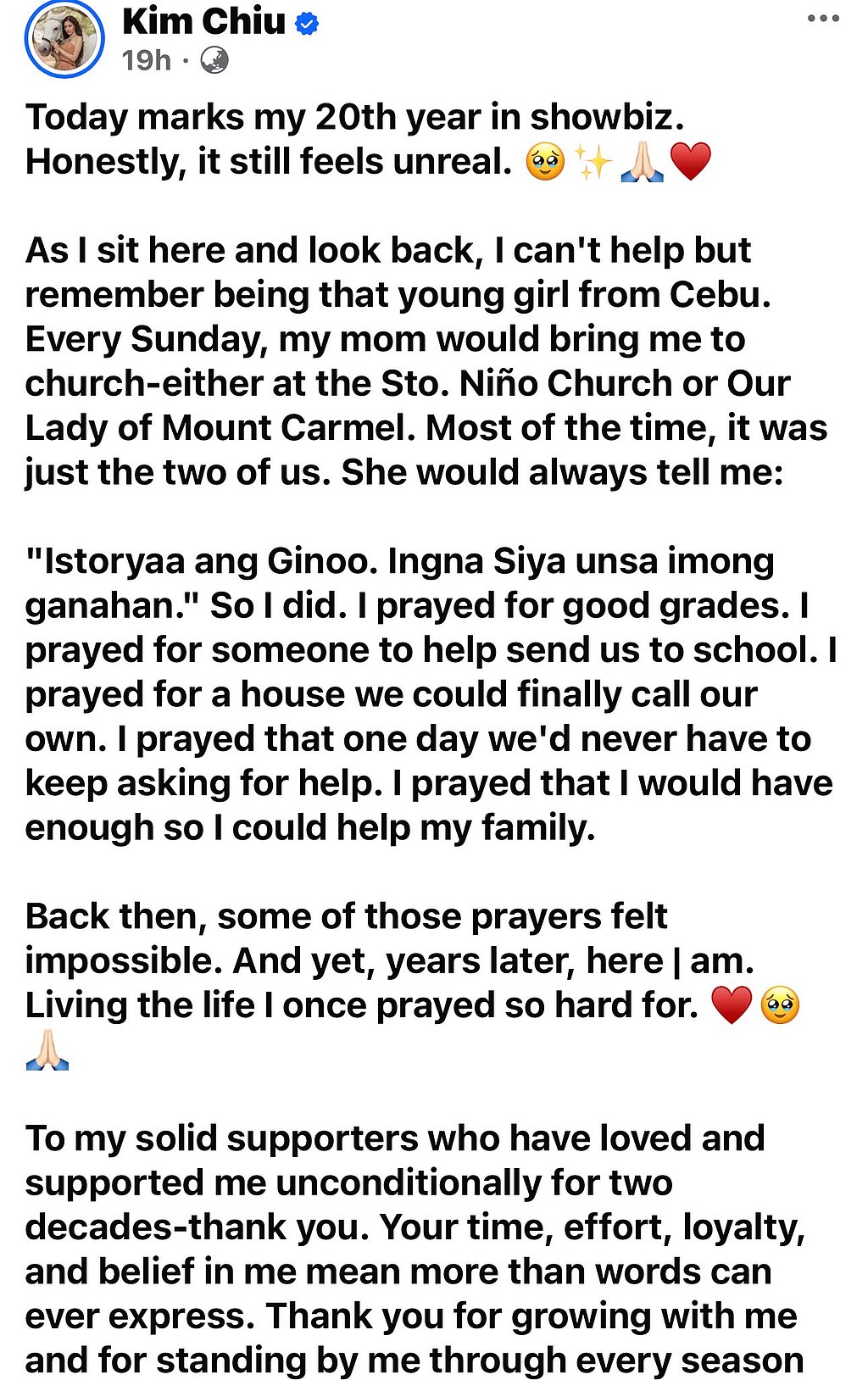 Kim Chiu Marks 20 Years in Showbiz: From Cebu Prayers to Grateful ...