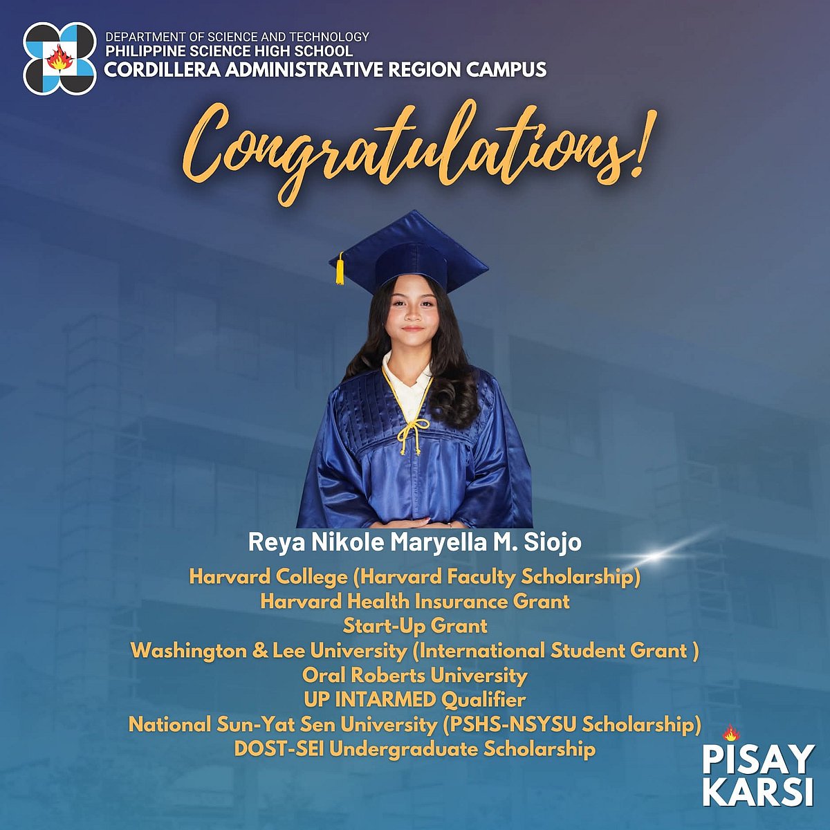 PhilSci Cordillera Valedictorian Wins Full Harvard Scholarship ...