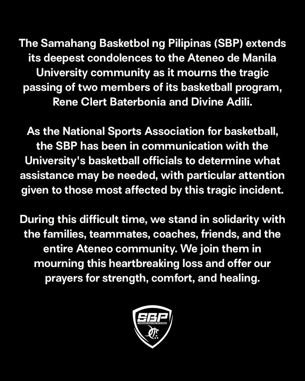 Philippine Basketball Mourns Ateneo Players Divine Adili and Rene ...