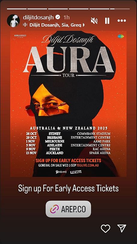 Diljit Dosanjh's AURA Tour schedule announced; Here's how can get ...