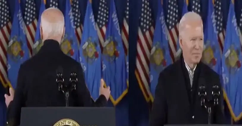 US President Joe Biden hugs 'invisible person' after speech in bizarre ...