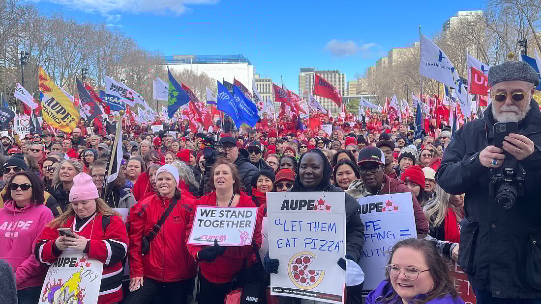 WATCH: About 8,100 people attend labour rally on Alberta Legislature ...