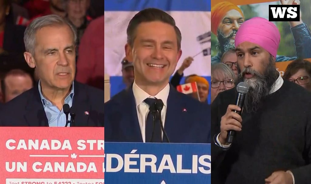 WATCH: Heckler escorted from Carney rally, Poilievre met with ...