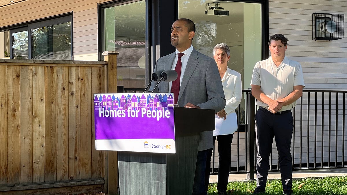 BC NDP housing minister holds housing press conference in front of ...