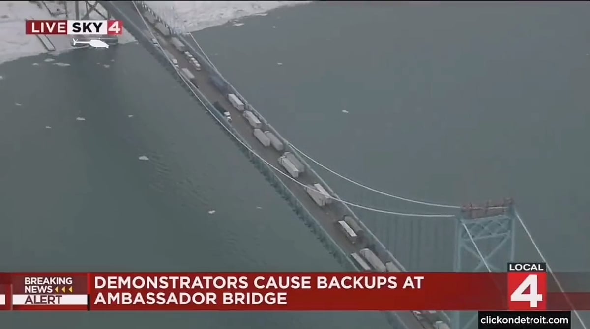 SEE IT: Traffic moving again after truckers blockade Ambassador bridge